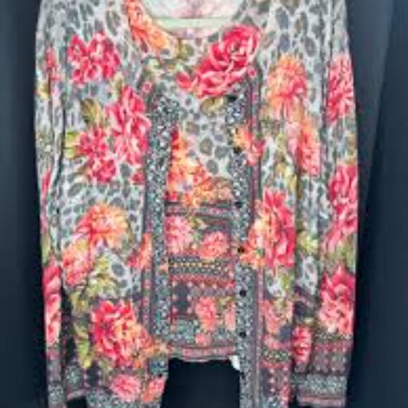 Johnny Was | Sweaters | Vintage Johnny Was Floral Gray Womens Cardigan ...